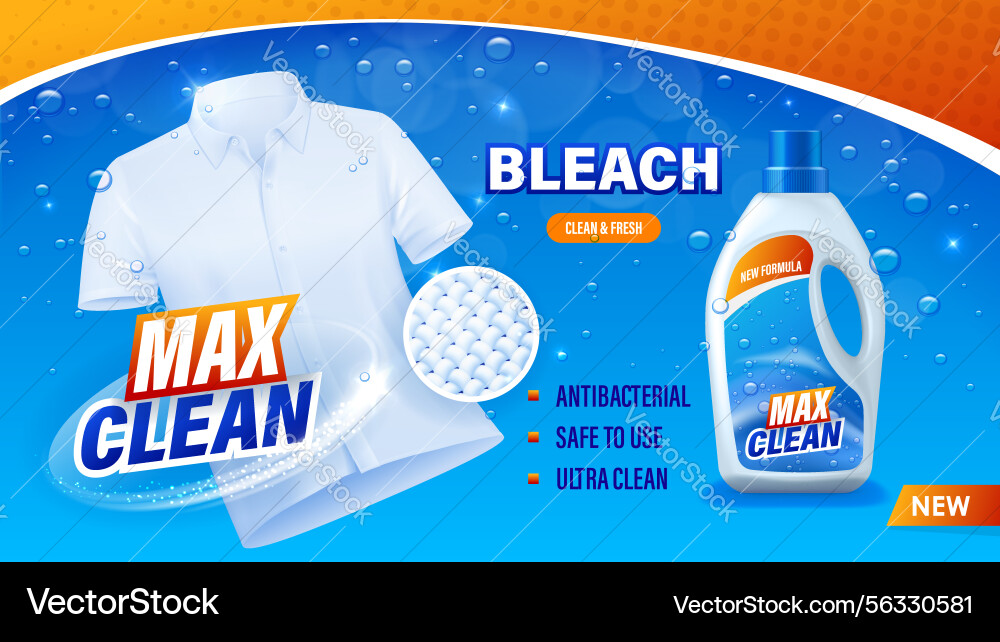 Laundry powder detergent cleaner liquid wash ad Vector Image