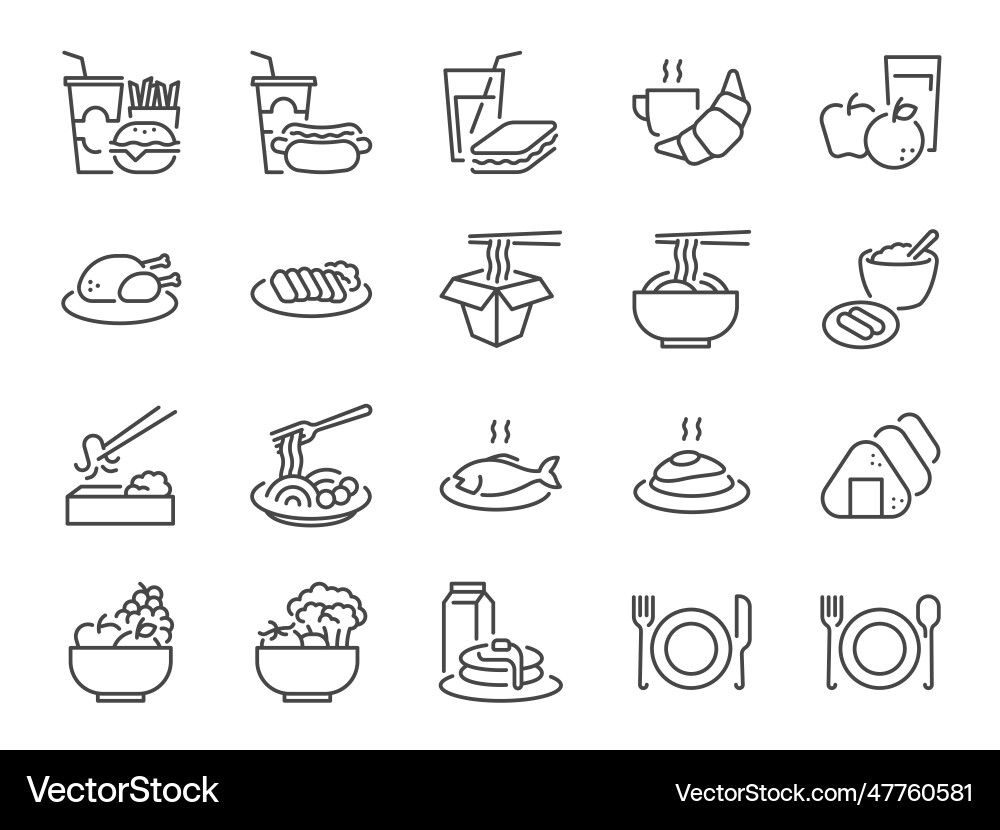 Meal icon set Royalty Free Vector Image - VectorStock