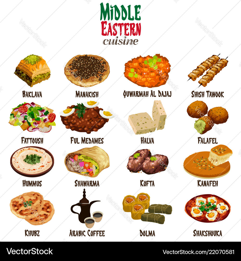 Middle eastern cuisine Royalty Free Vector Image