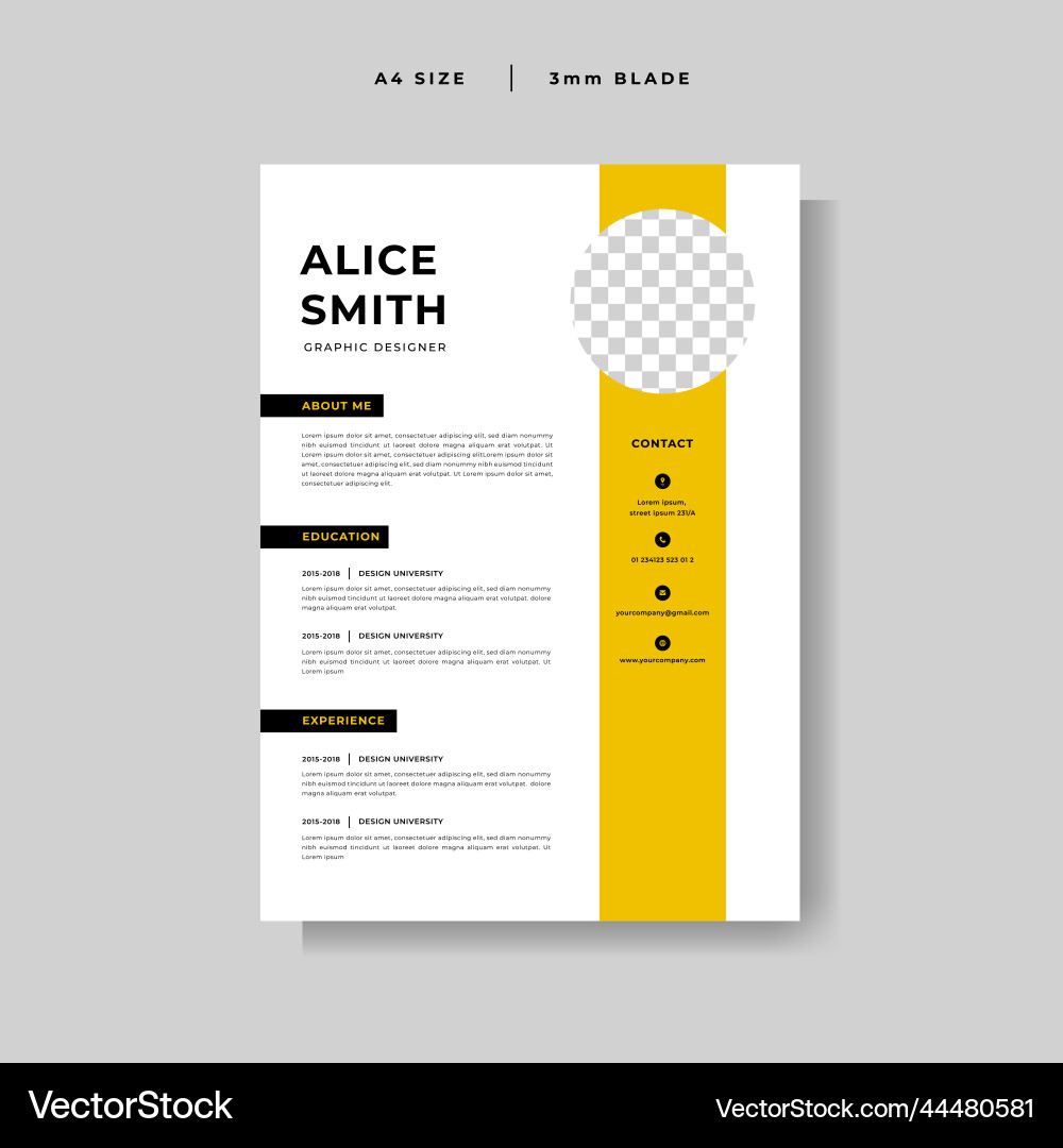 Modern curriculum vitae design template Royalty Free Vector