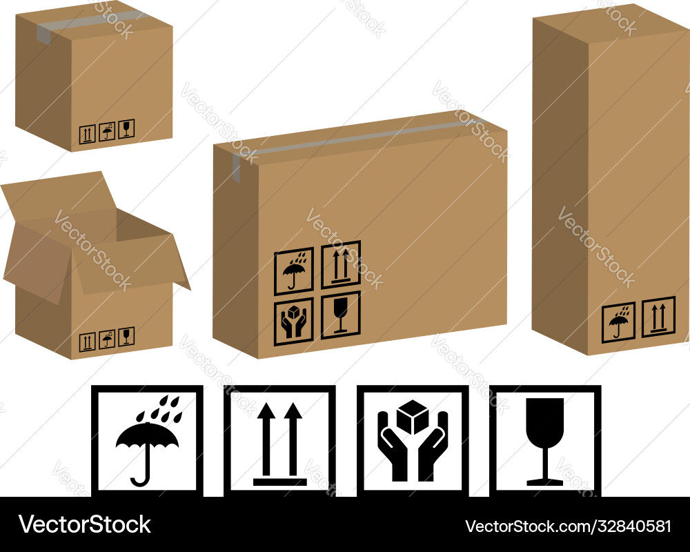 Packaging boxes and icons Royalty Free Vector Image
