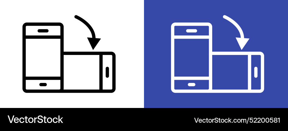Rotate phone icon logo sign set outline Royalty Free Vector