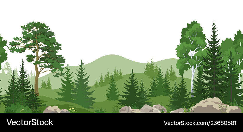 Seamless landscape with trees Royalty Free Vector Image