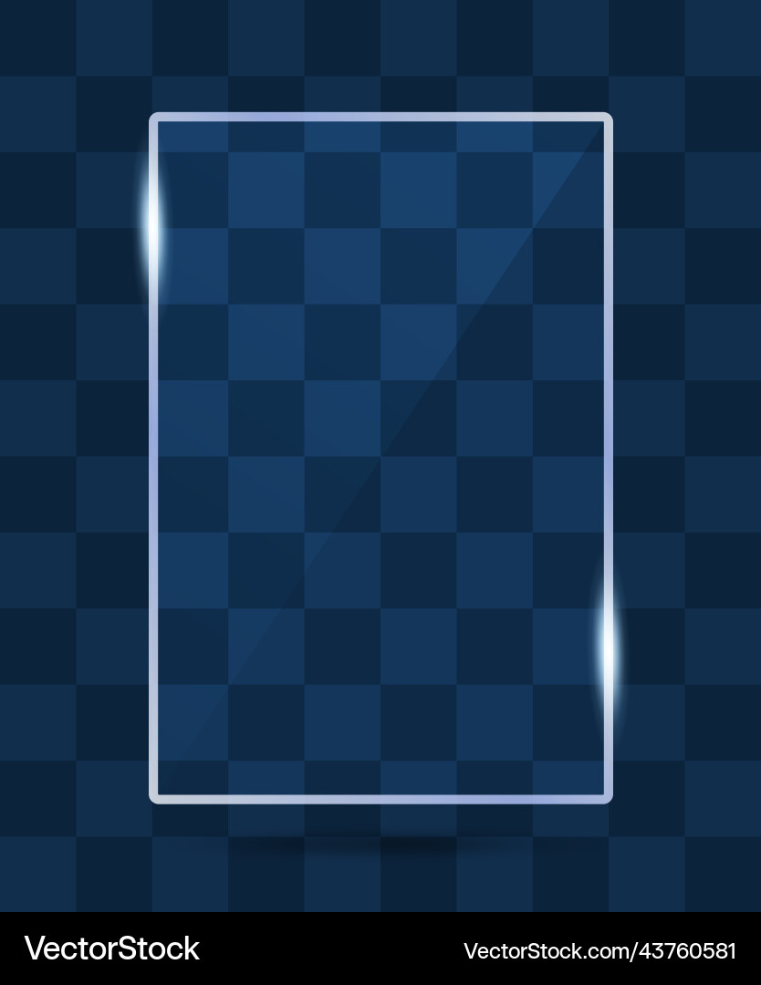 Transparent glass banner with reflection isolated Vector Image