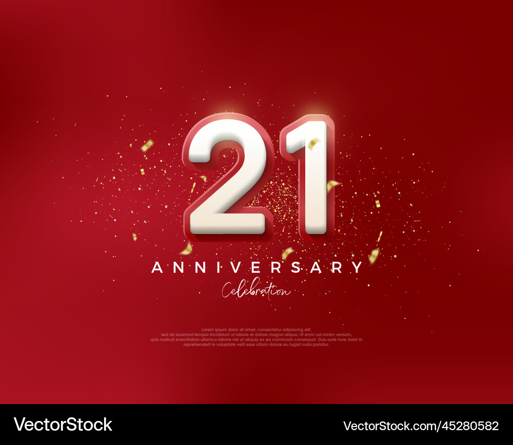 21st anniversary number with 3d white numbers Vector Image
