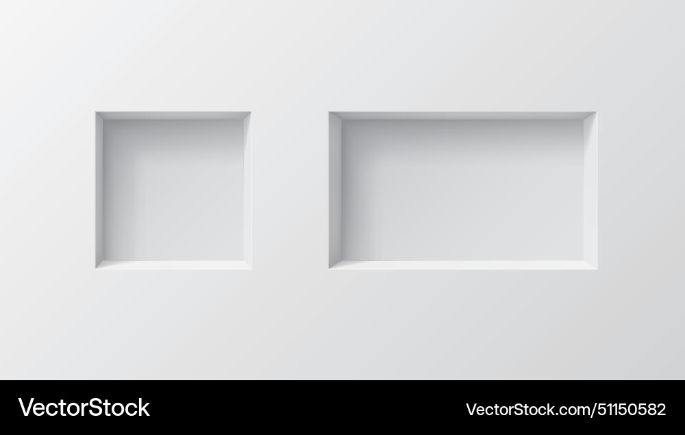 3d wall niches realistic two empty boxes Vector Image