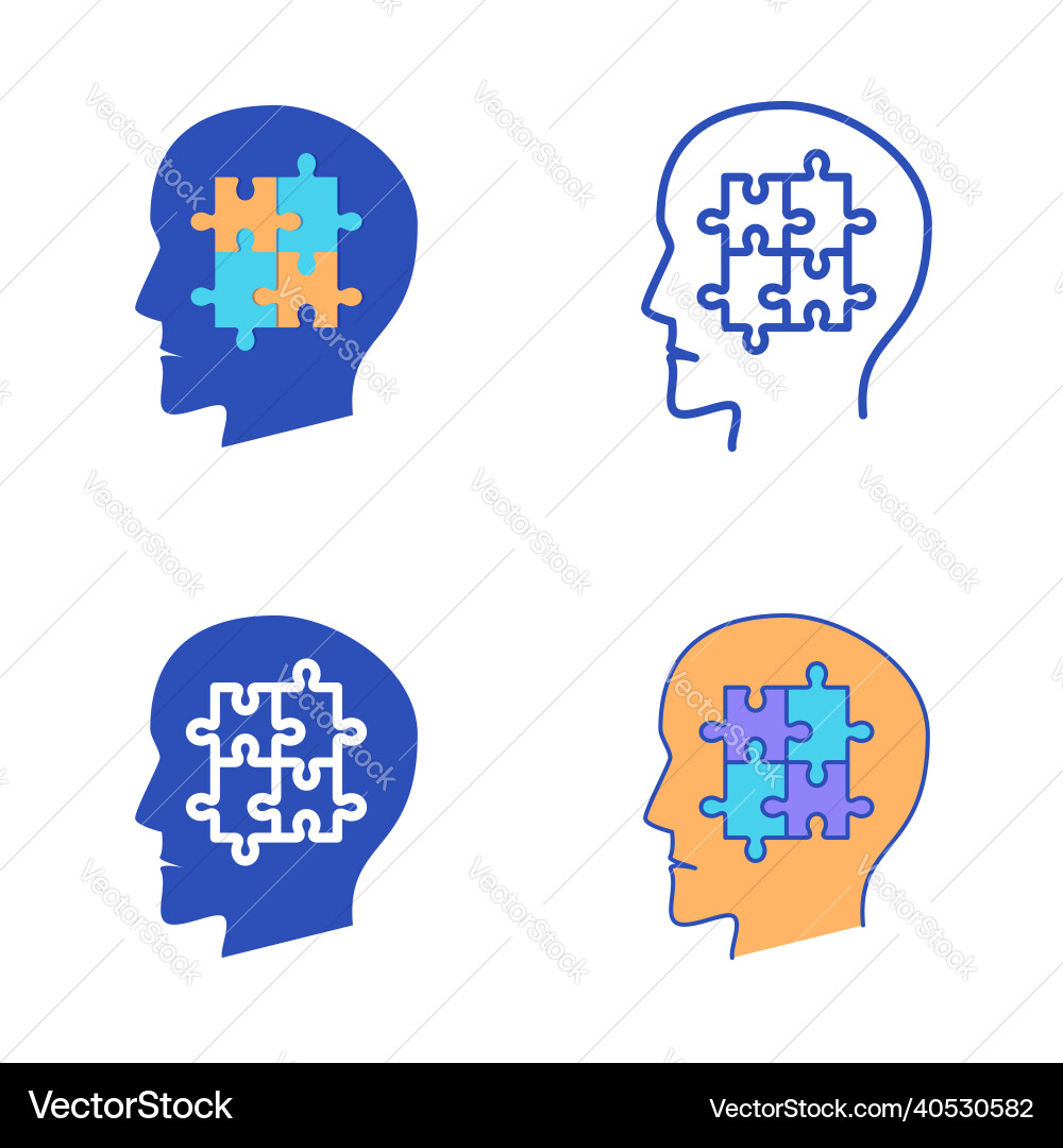Autism spectrum icon set in flat and line style Vector Image