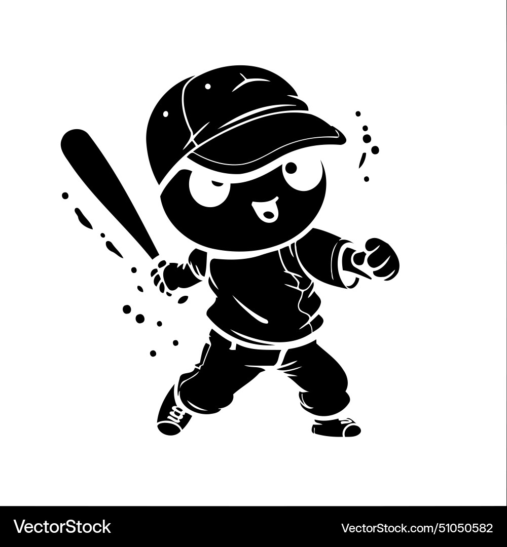Baseball Player Cartoon Mascot Character Vector Image