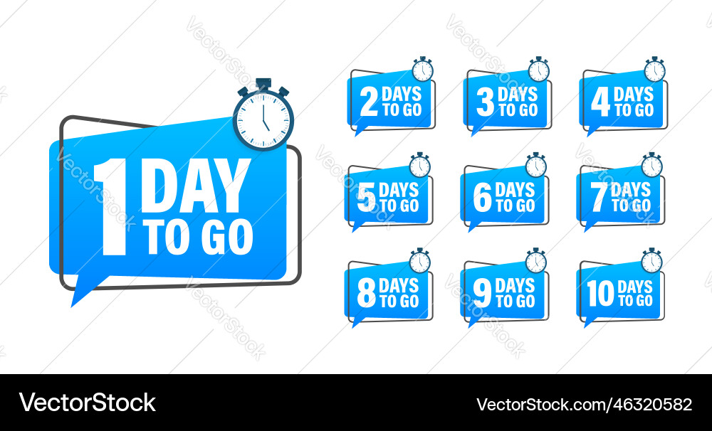 Days countdown to go 1 2 3 4 5 6 7 8 9 10 Vector Image