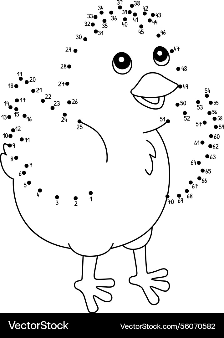 Dot to chick animal isolated coloring page Vector Image