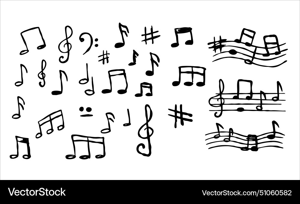 Music note sketch style Royalty Free Vector Image