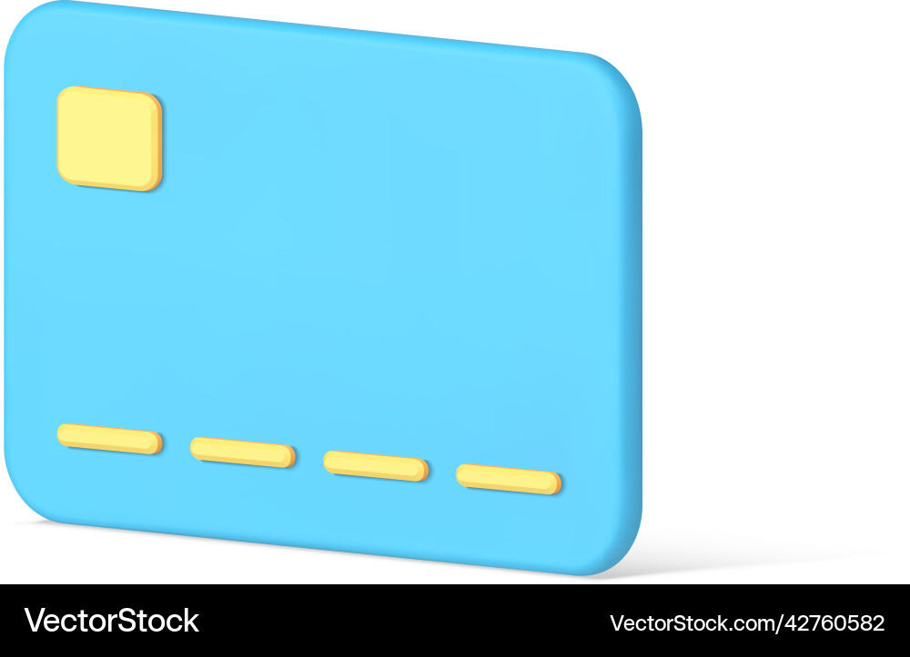 Realistic 3d icon template plastic blue credit Vector Image