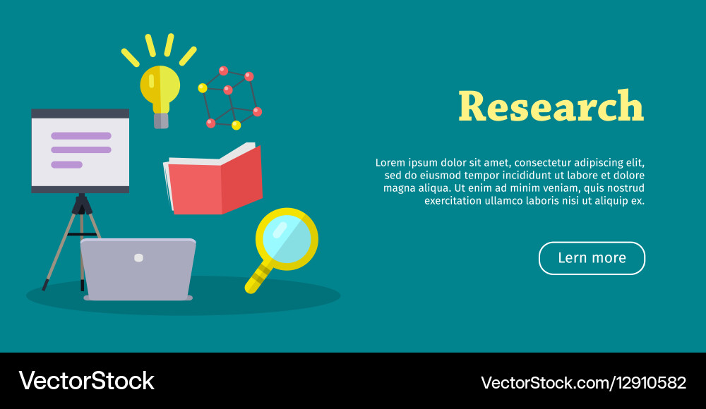 Research web banner website template Royalty Free Vector