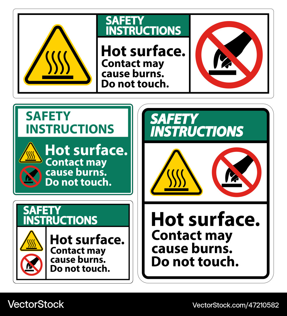 Safety hot surface do not touch symbol sign Vector Image