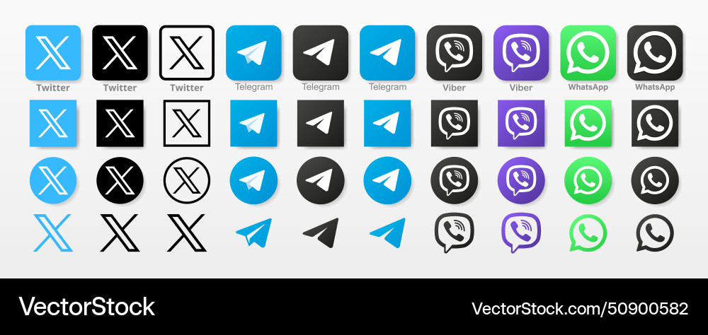 Social media logotype twitter telegram whatsapp Vector Image