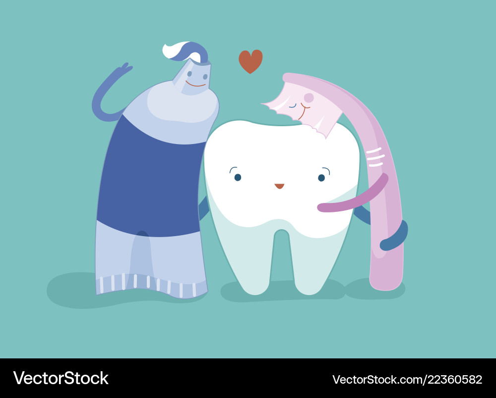 Toothpaste toothbrush and tooth are friend Vector Image