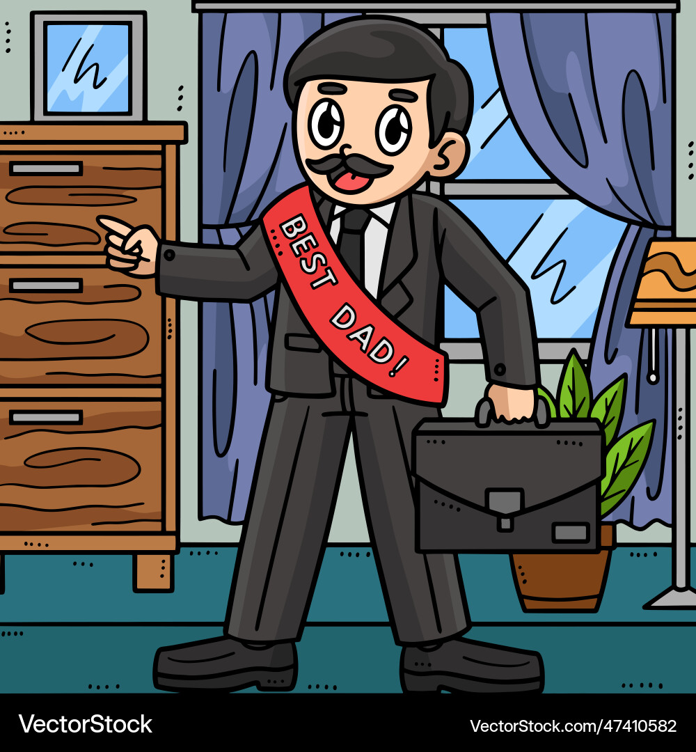 Vatertag bester Vater farbige Cartoon Lizenzfreier Vektor