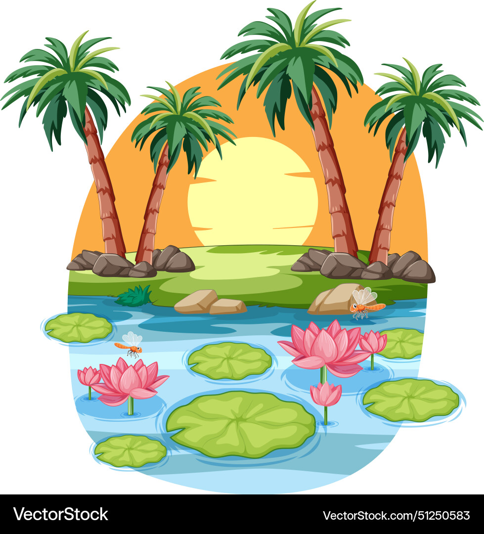 A serene tropical landscape Royalty Free Vector Image
