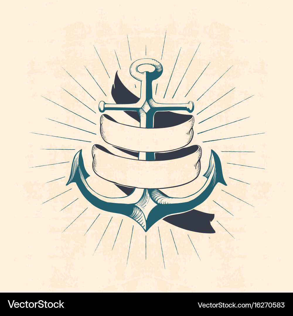 Anchor with ribbon Royalty Free Vector Image - VectorStock