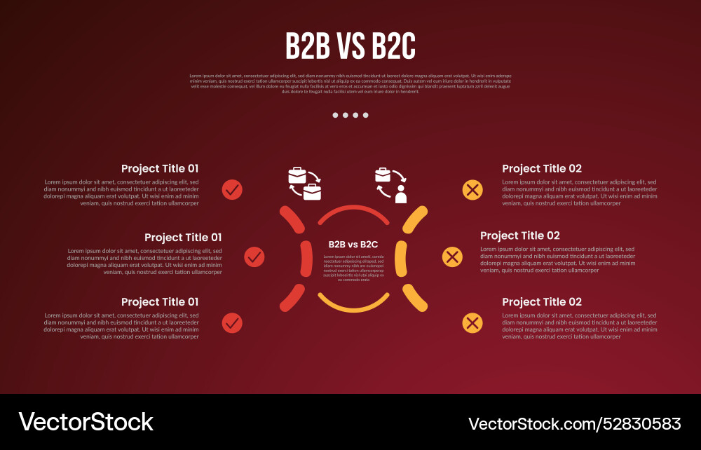 B2b vs b2c business infographic for comparison Vector Image