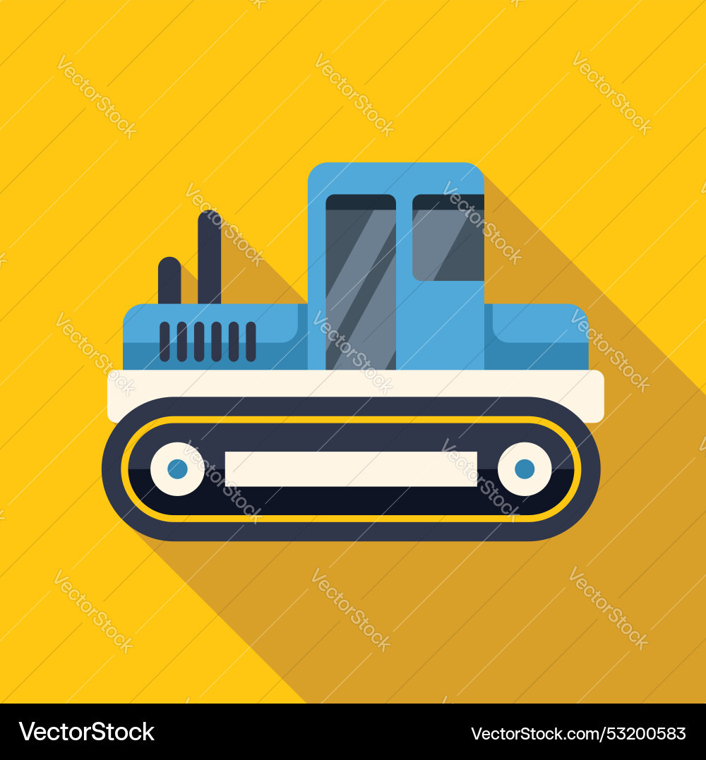 Blue bulldozer with continuous tracks working Vector Image
