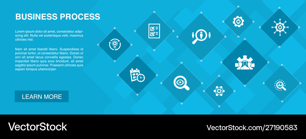 Business process banner 10 icons conceptimplement Vector Image