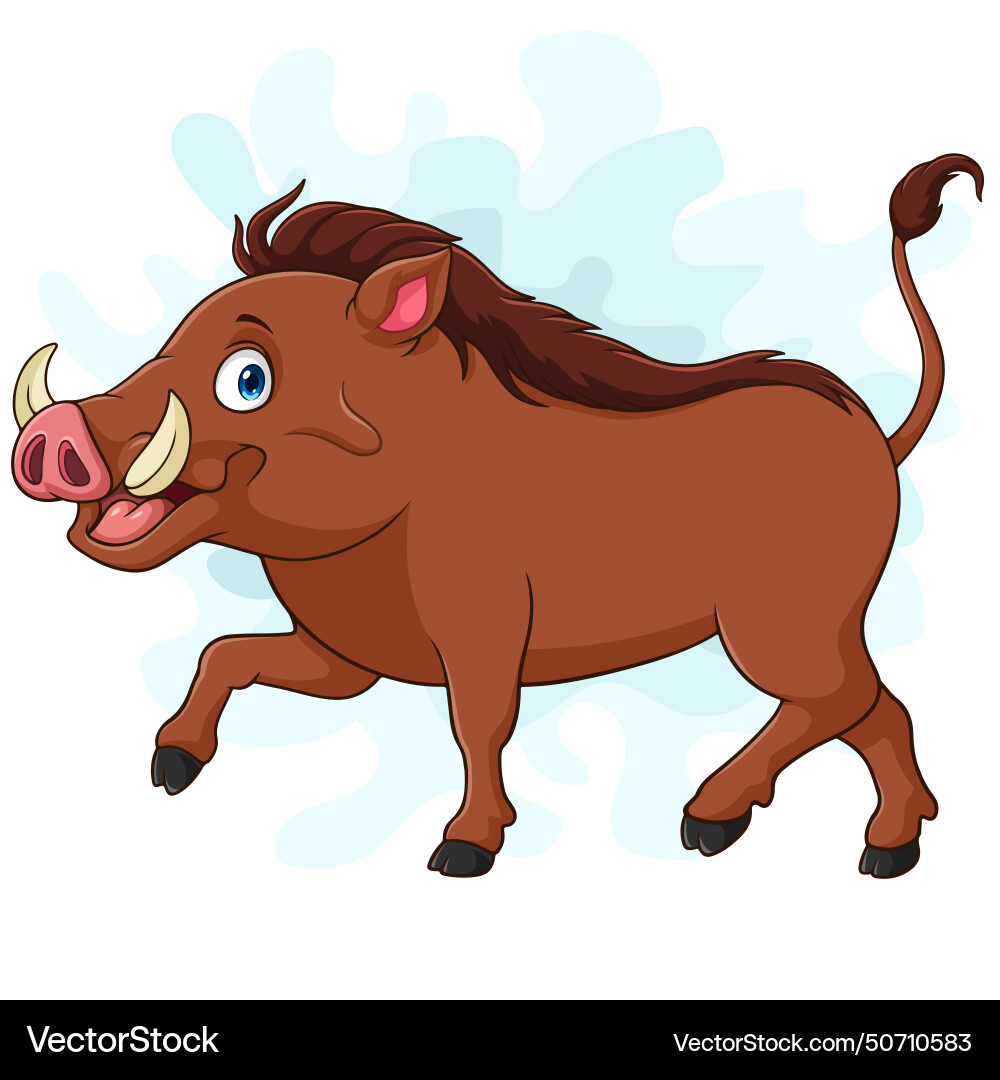 Cartoon warthog isolated on white background Vector Image
