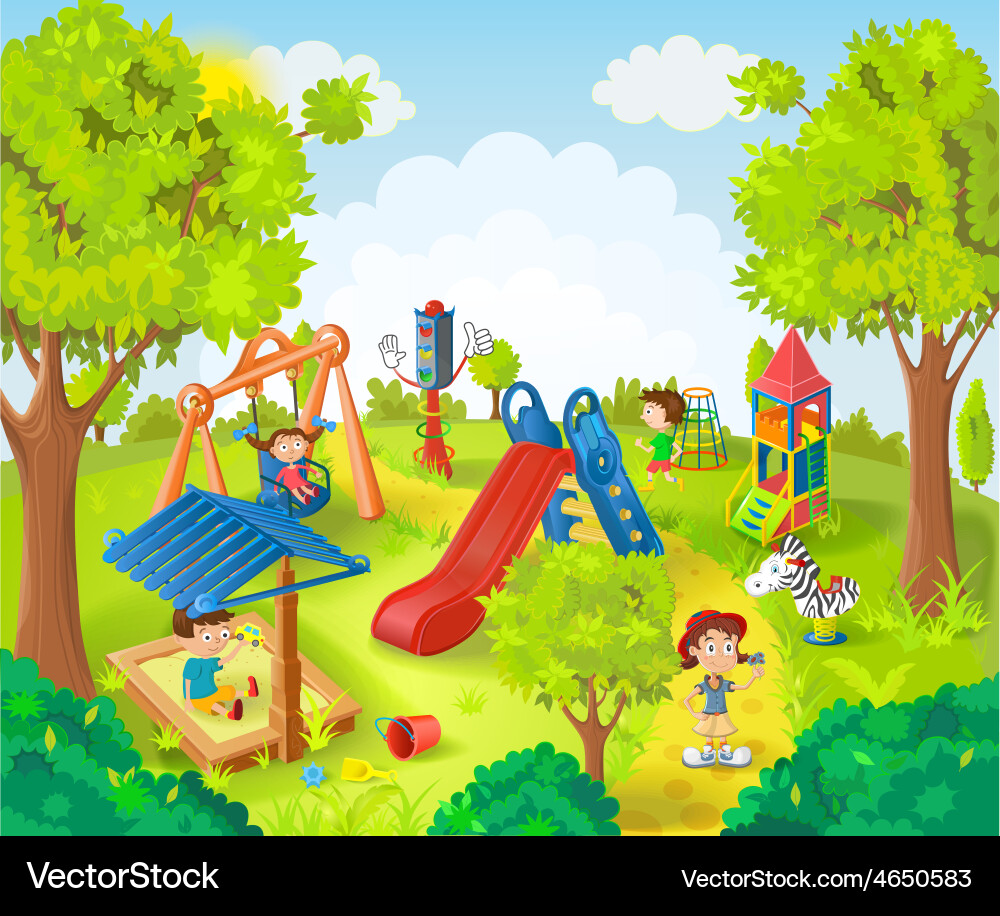 Children at Playground Royalty Free Vector Image