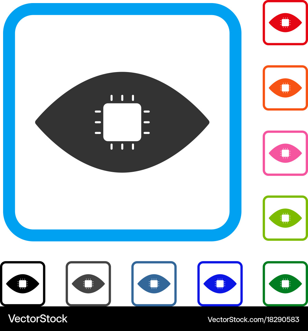 Chip eye retina framed icon Royalty Free Vector Image