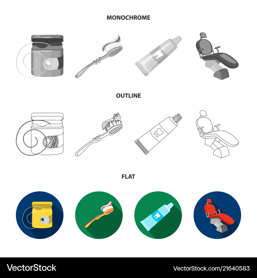 Dental floss toothbrush toothpaste chair Vector Image
