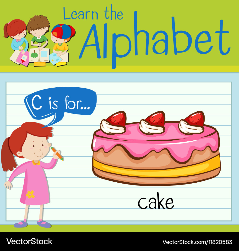 Flashcard alphabet c is cake Royalty Free Vector Image