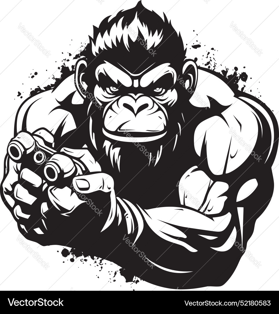 Gaming gorilla grip primate powerplay emblem Vector Image