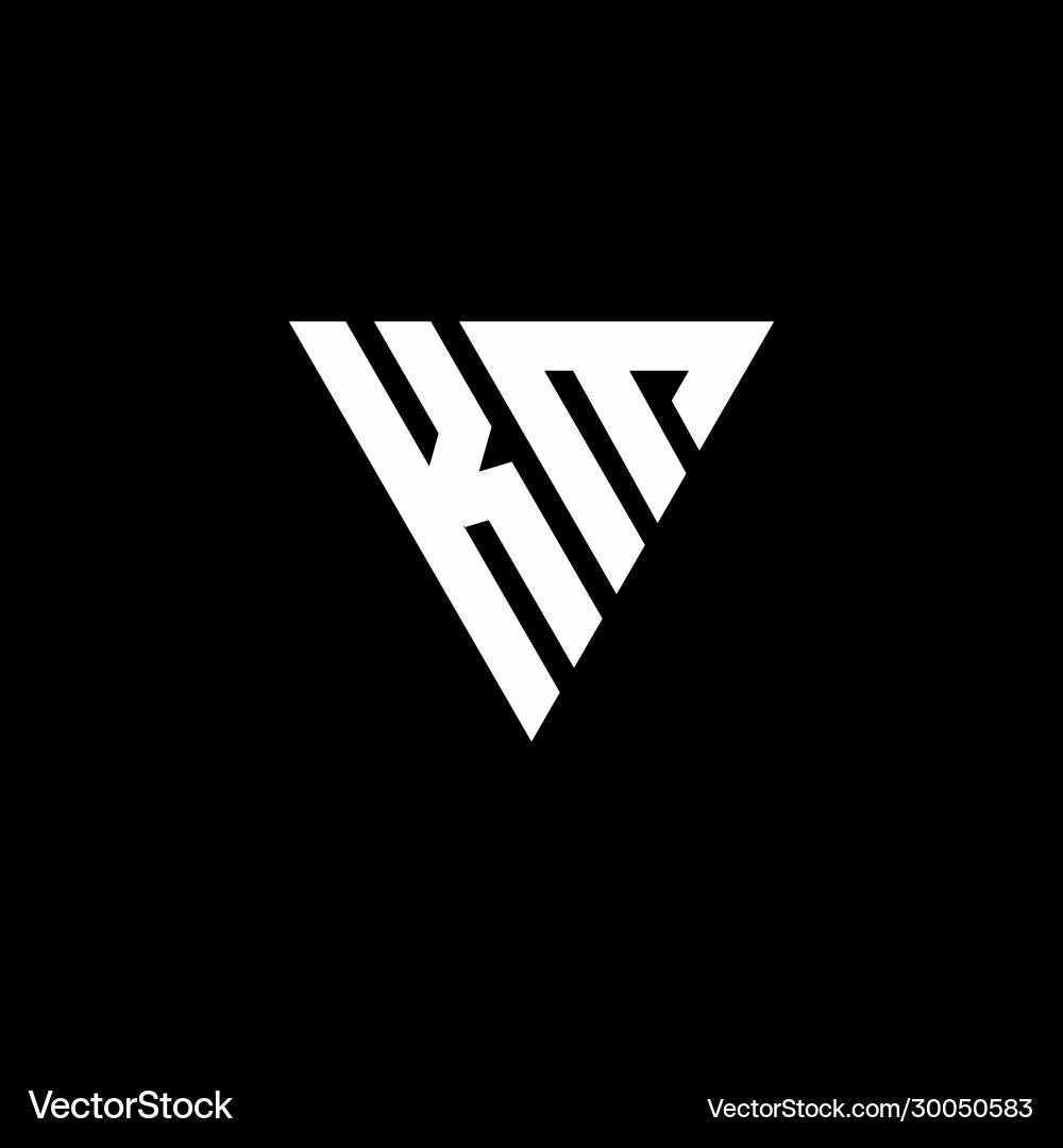 Km logo letter monogram with triangle shape Vector Image