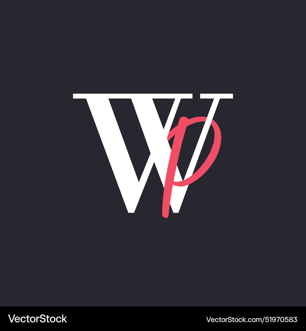 Letter wp logo perfectly blended initials Vector Image