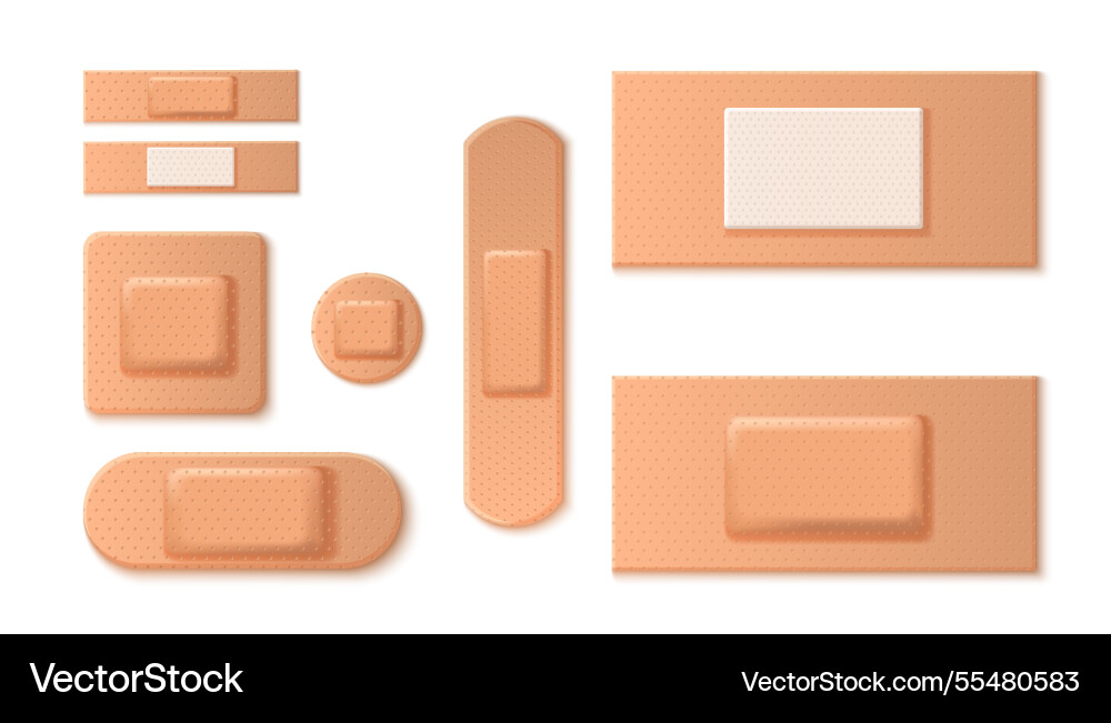 Medical band aid plaster set Royalty Free Vector Image