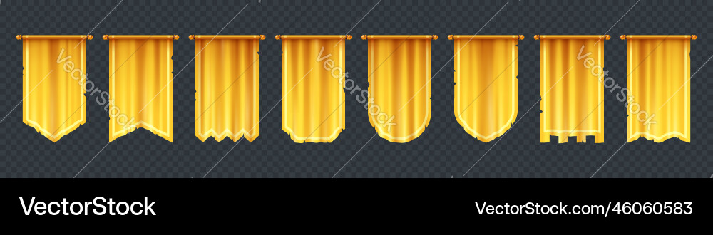 Medieval gold flags hanging fabric banners Vector Image