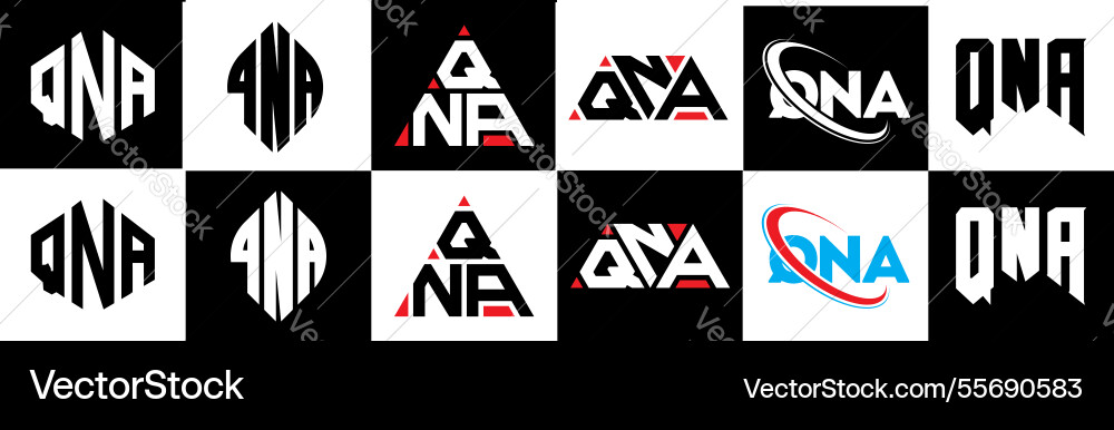 Qna letter logo design in six style polygon Vector Image