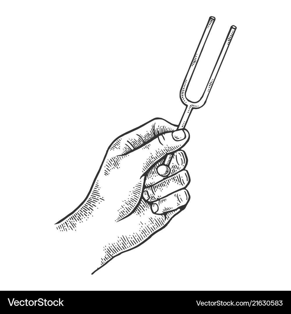 Tuning fork engraving Royalty Free Vector Image