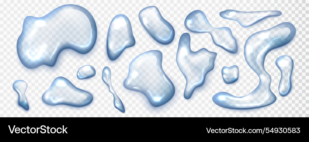 Water spill set isolated realistic aqua liquid Vector Image