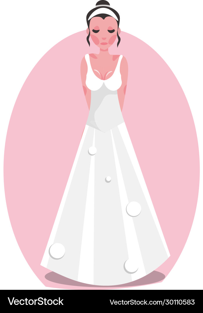 White long modern style wedding dress Royalty Free Vector