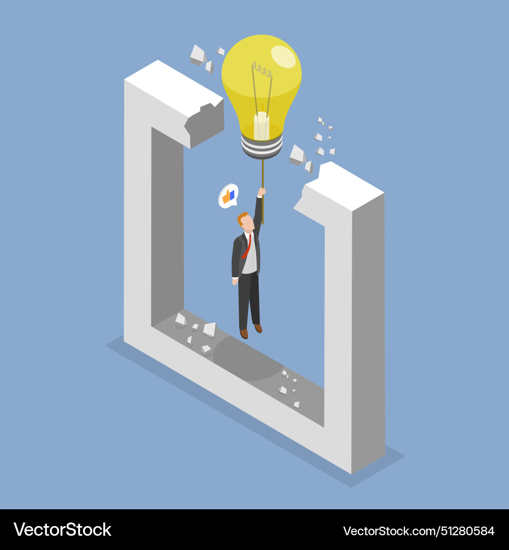 3d isometric flat of overcome Royalty Free Vector Image