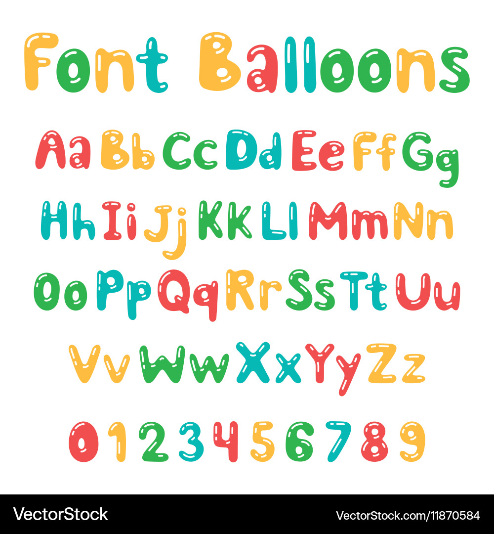 Balloons font alphabet Royalty Free Vector Image