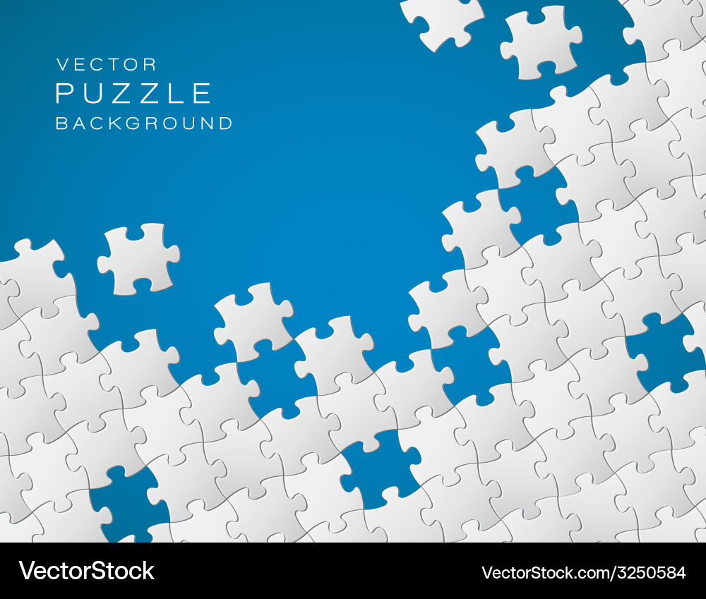 Blue background made from white puzzle pieces Vector Image