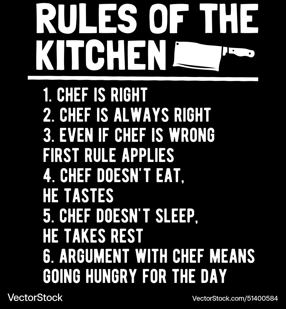 Chef Rules of the Kitchen T-Shirt Royalty Free Vector Image