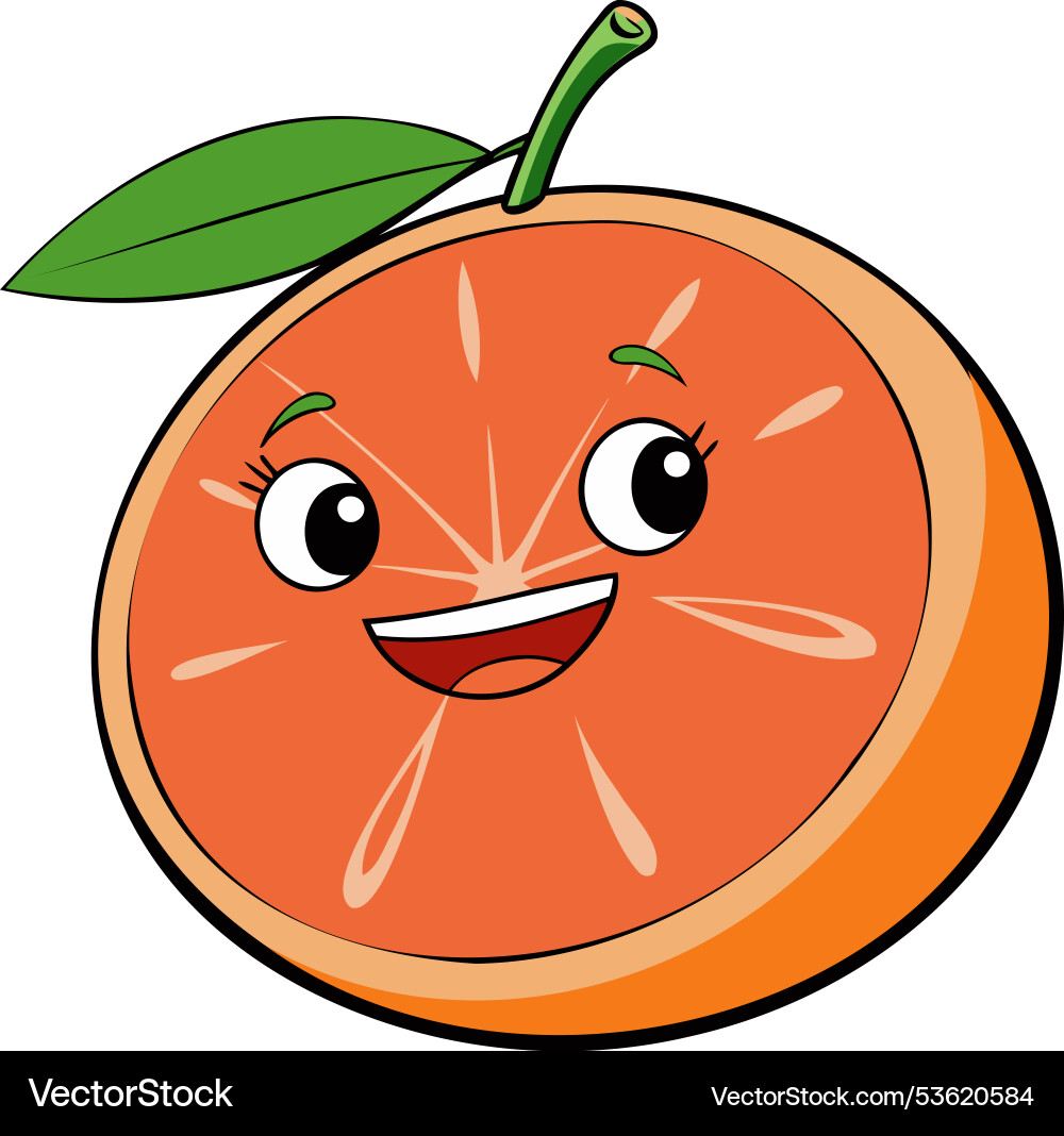 Cute cartoon grapefruit character Royalty Free Vector Image