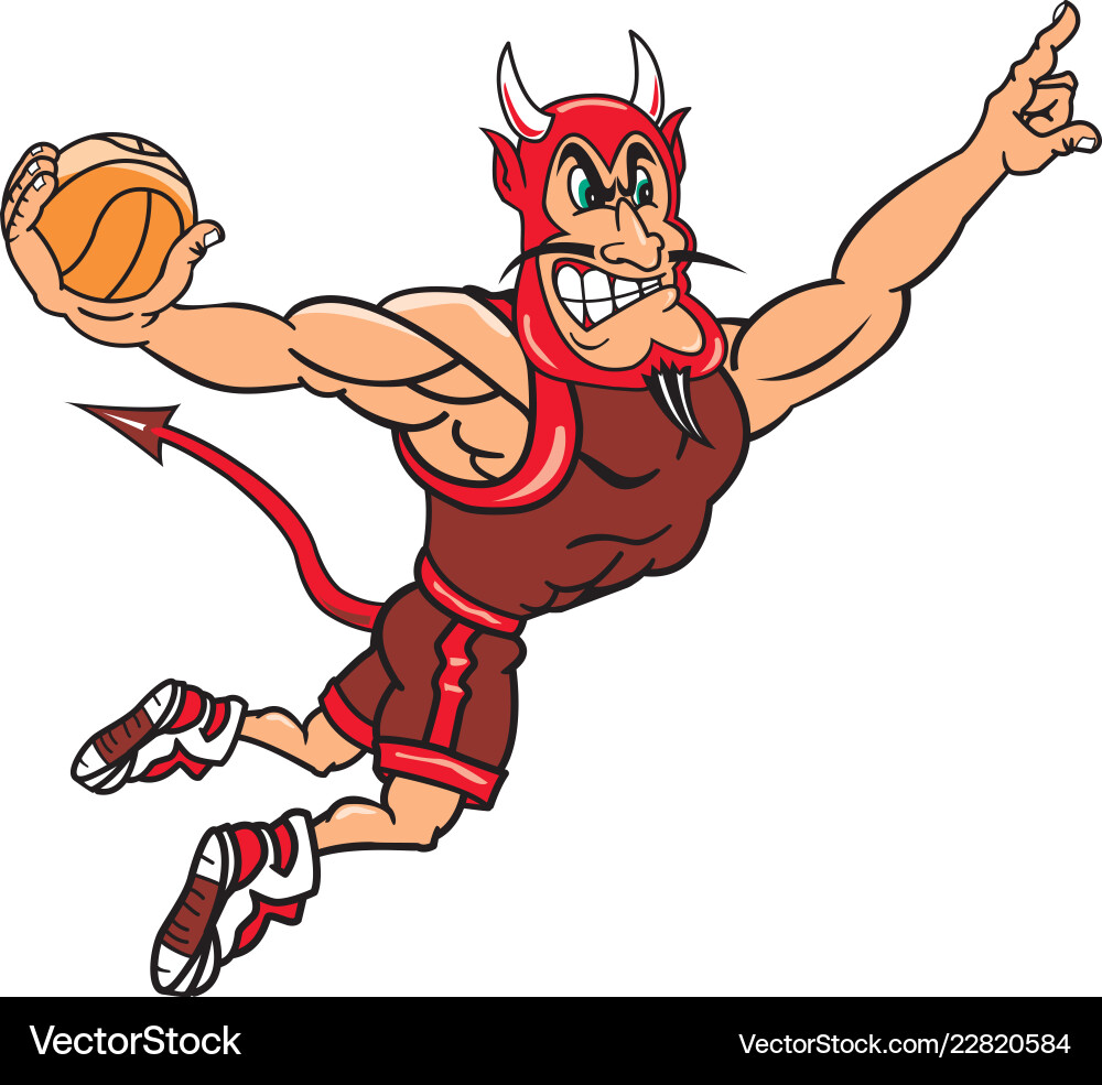 Devil sports basketball logo mascot Royalty Free Vector