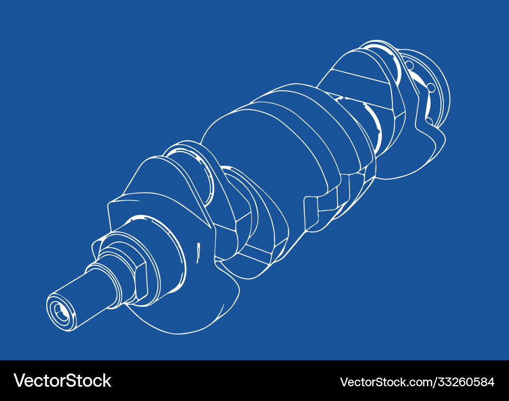 Drawing crankshaft on a white background Vector Image