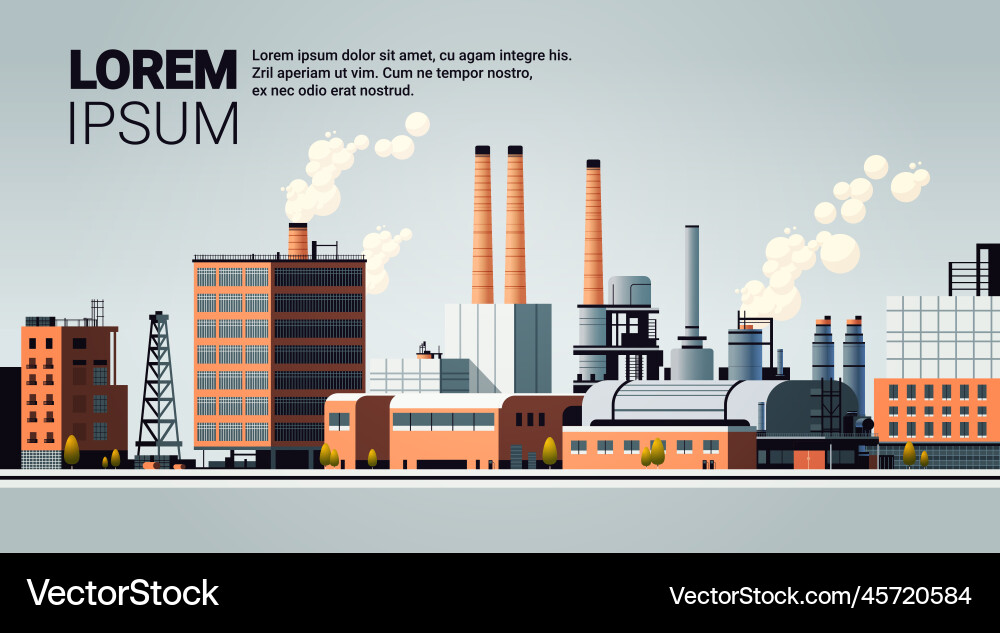 Energy generation plant with chimneys electricity Vector Image