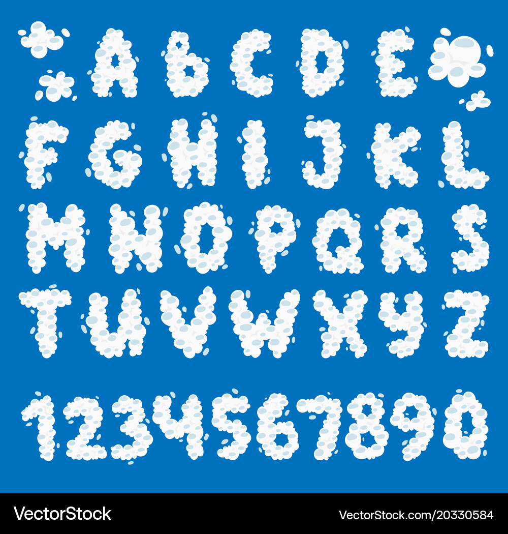 English alphabet from clouds on blue sky Vector Image