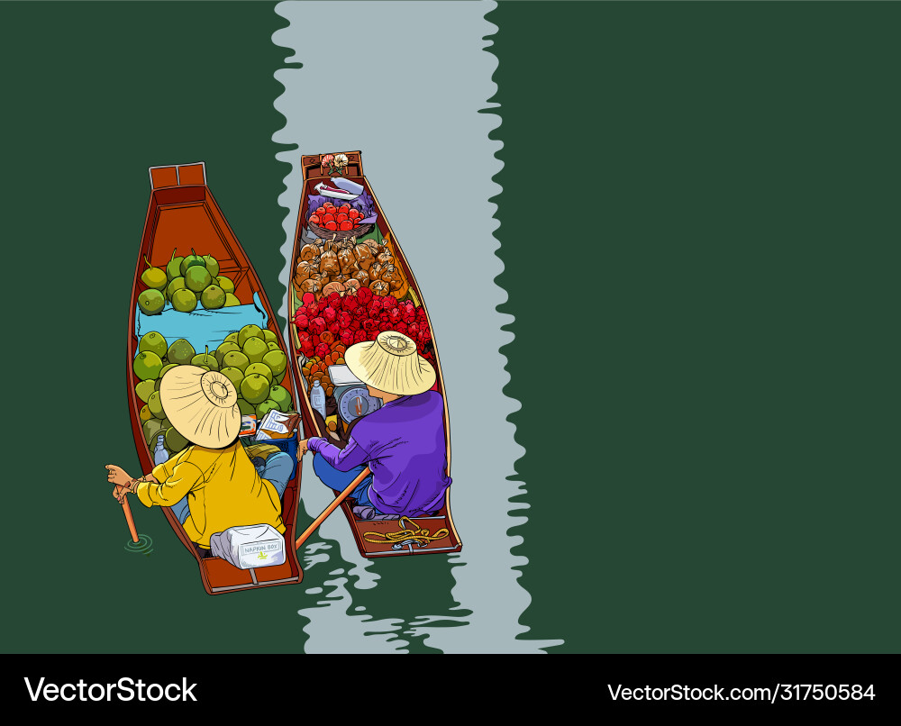 Floating market Royalty Free Vector Image - VectorStock